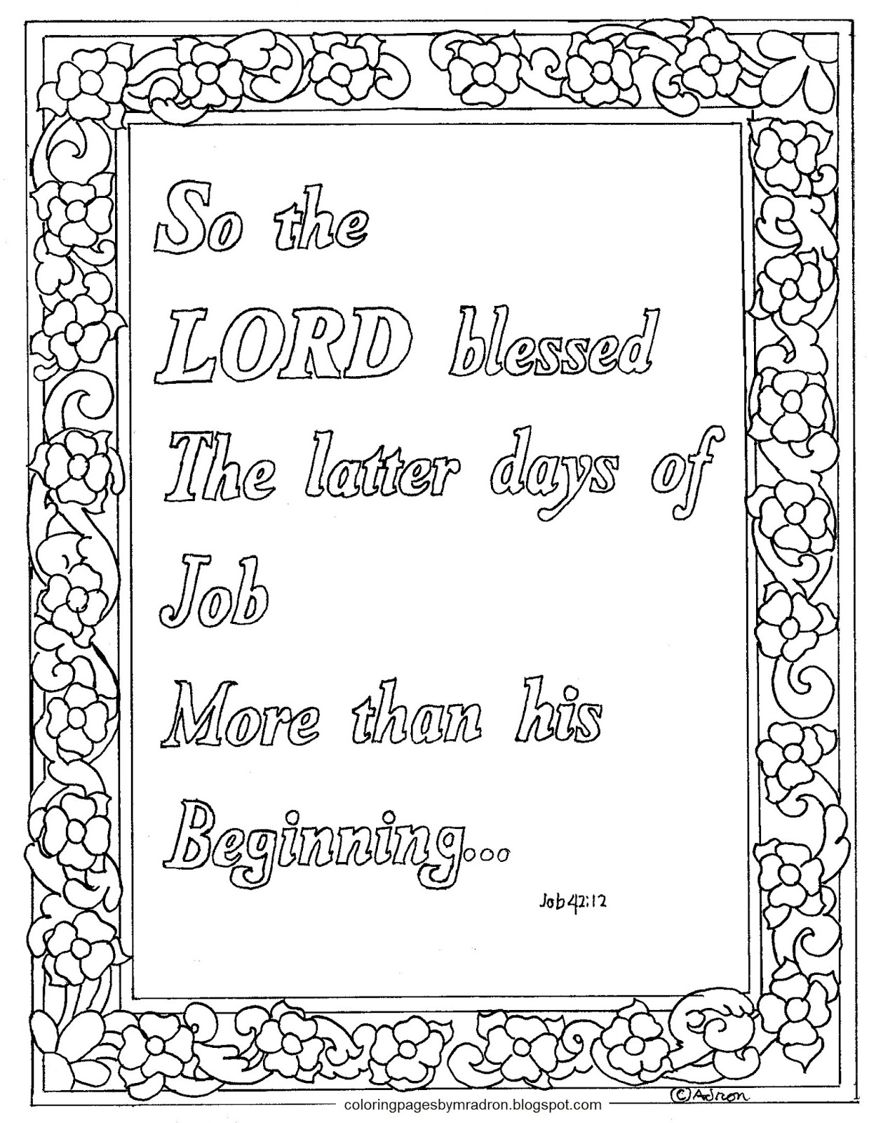 Coloring Pages for Kids by Mr. Adron: Job 42:12, The Lord Blessed Job ...