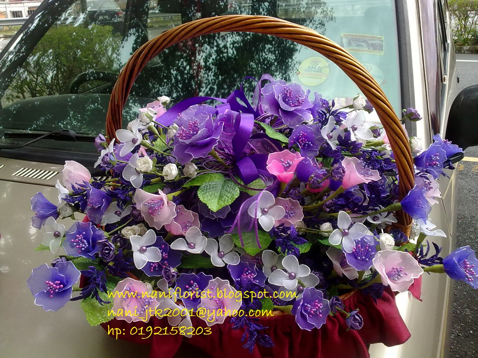 Nani Florist: GUBAHAN BUNGA DULANG HANTARAN PURPLE WHITE PINK