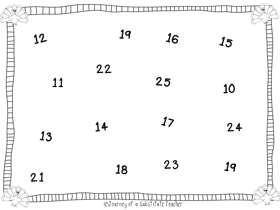 Gobblin' Up Numbers Freebie - Journey of a Substitute Teacher