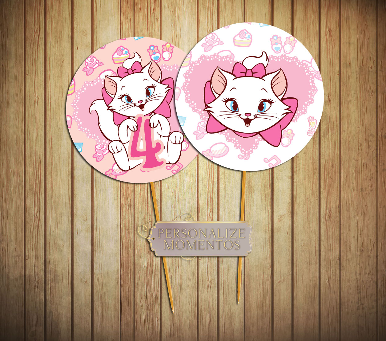 Personalize Momentos: Topper - Tema Gata Marie