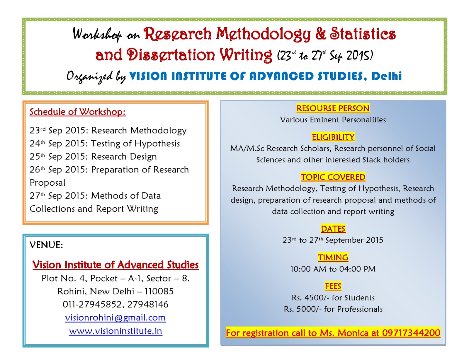 Vision Institute of Advanced Studies : Research Methodology ...