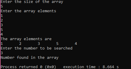 C Program to search the array element in the array