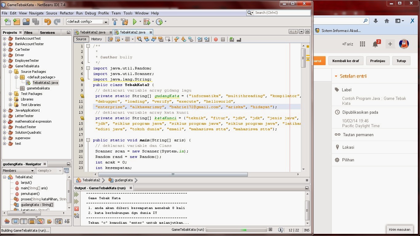 Indahnya berbagi ^_^: Contoh Program Java : Game Tebak Kata