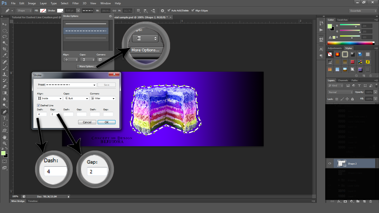 How to Make Dashed Line Effect in Photoshop - Bijutoha & Design - Photo ...