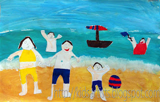 Kids Artists: On the beach - collage