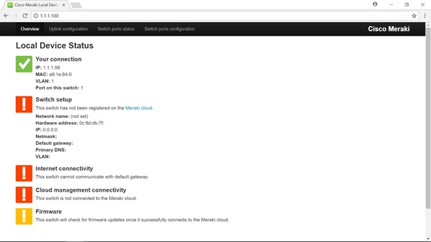 My Network Lab: Configuring Meraki MS Cloud Managed Switch
