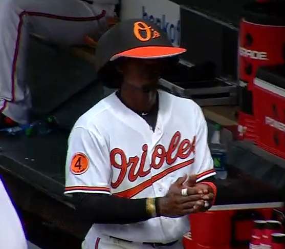 Alex Torres wore a protective hat tonight. I haven't seen a pitcher ...