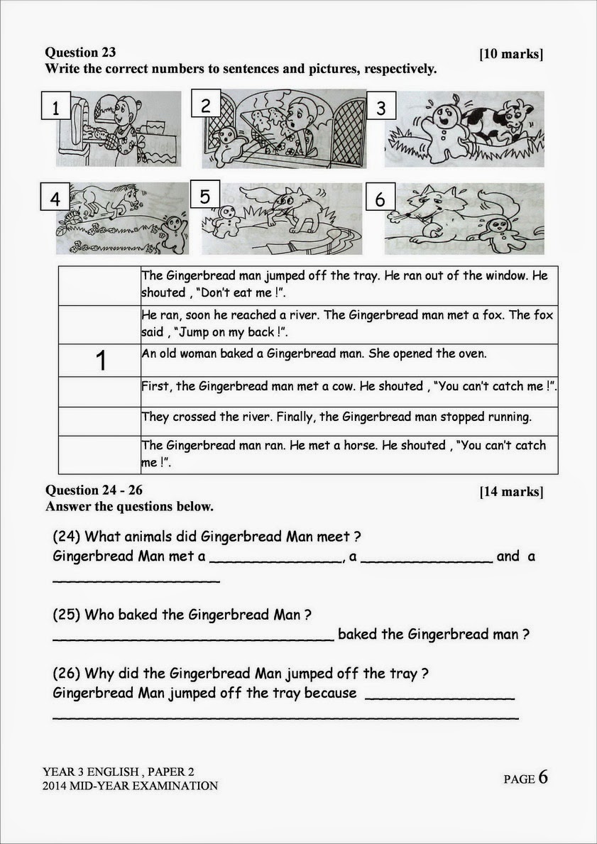 Sekitar Kawasan Sekolah: Year 3 English Mid-year Exam Paper 2