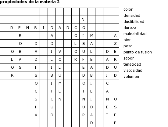 ponchopu: propiedades de la materia : crucigrama y sopa de letras