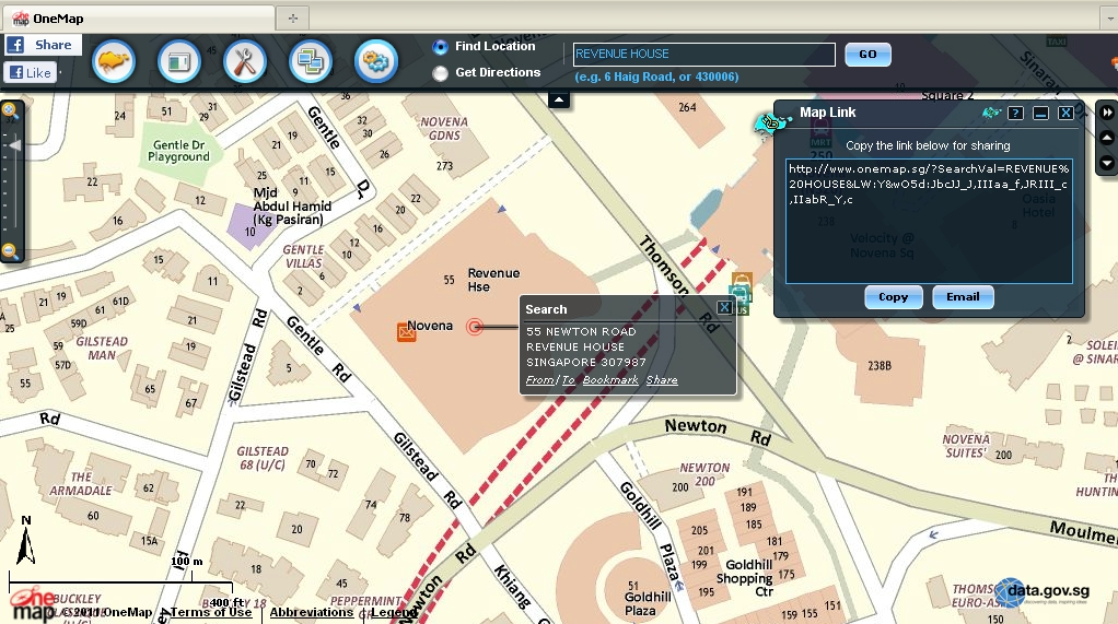OneMap.sg: Tip: Map Link in Tools Icon