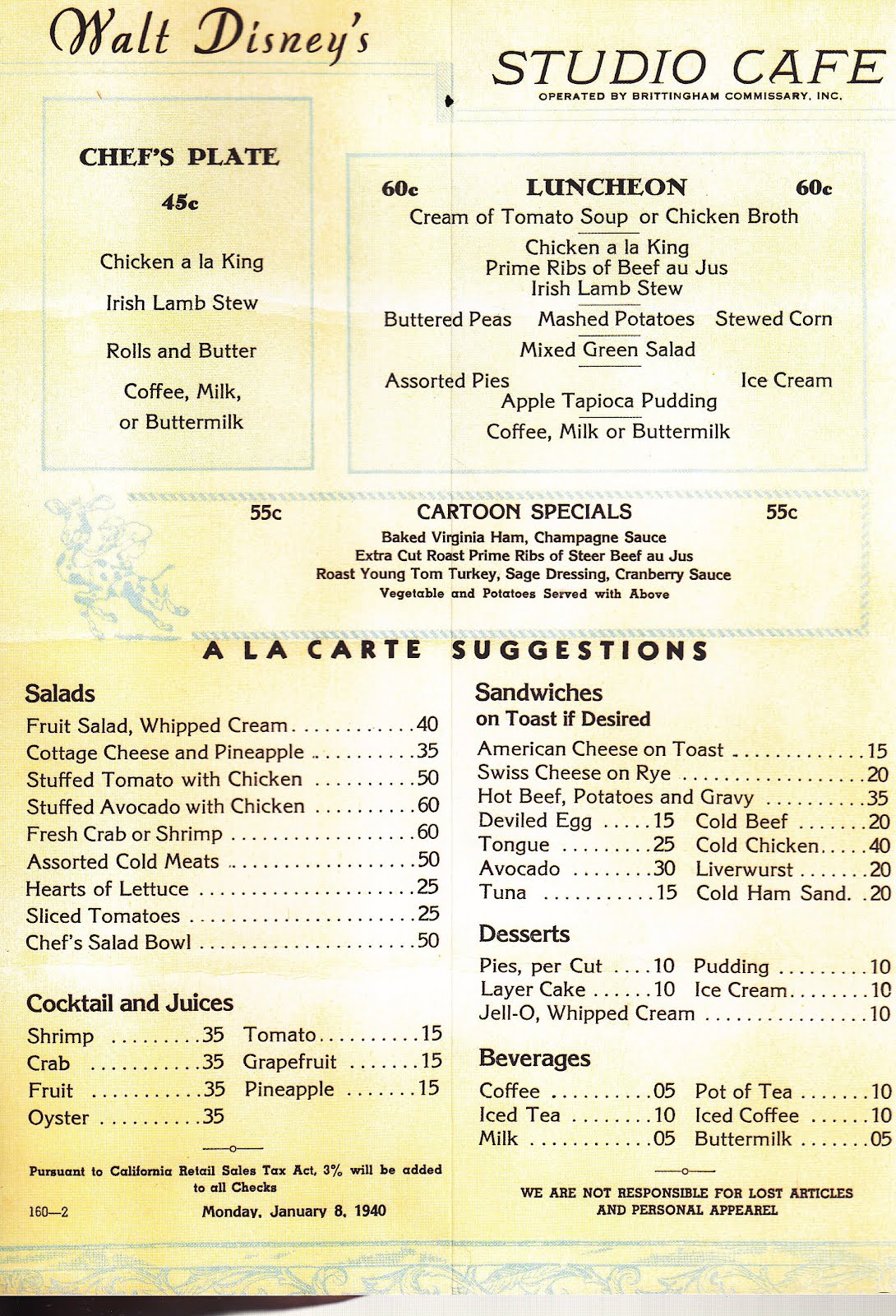 classic Disney: EARLY WALT DISNEY STUDIO MENU