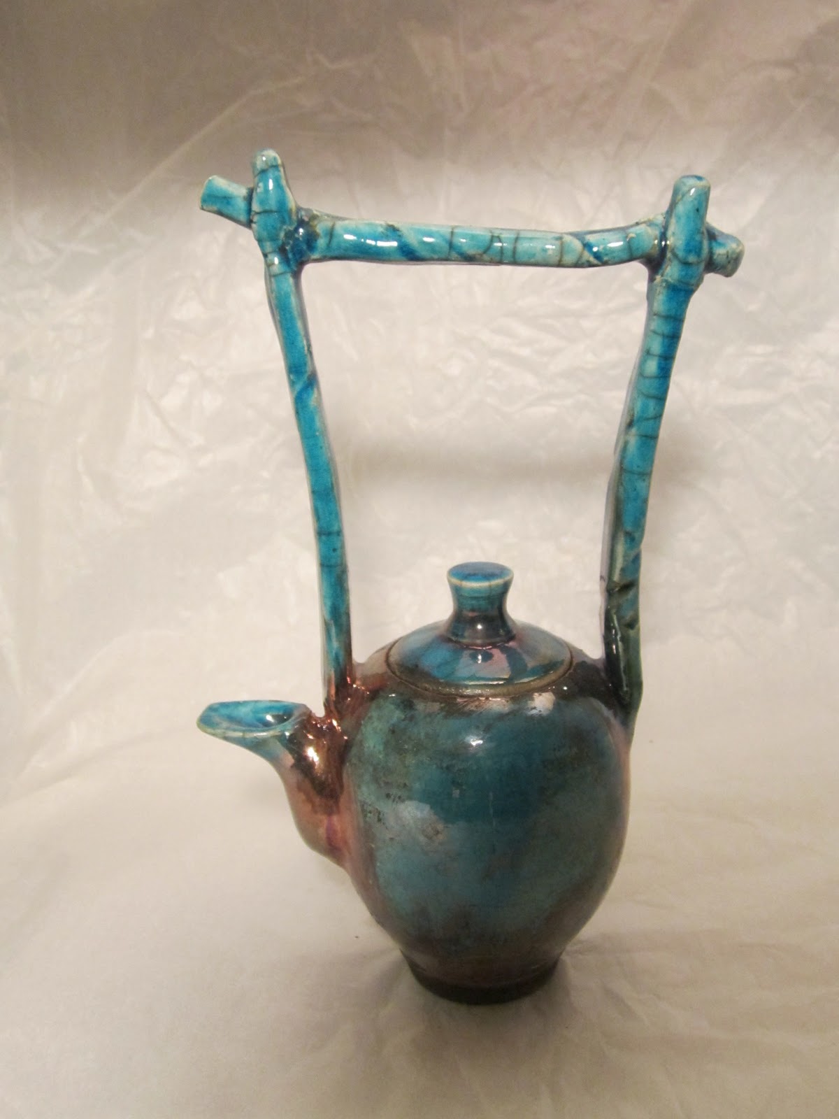 David Holmes Ceramics: Raku Tea pot 7.5 inches tall £34.00