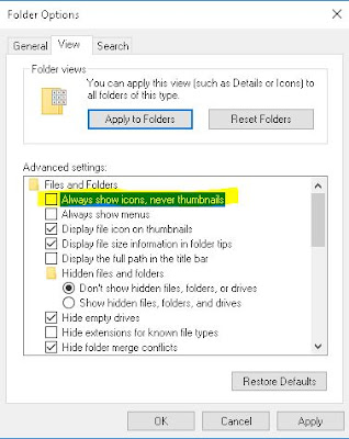 Enable thumbnail preview in Windows 10