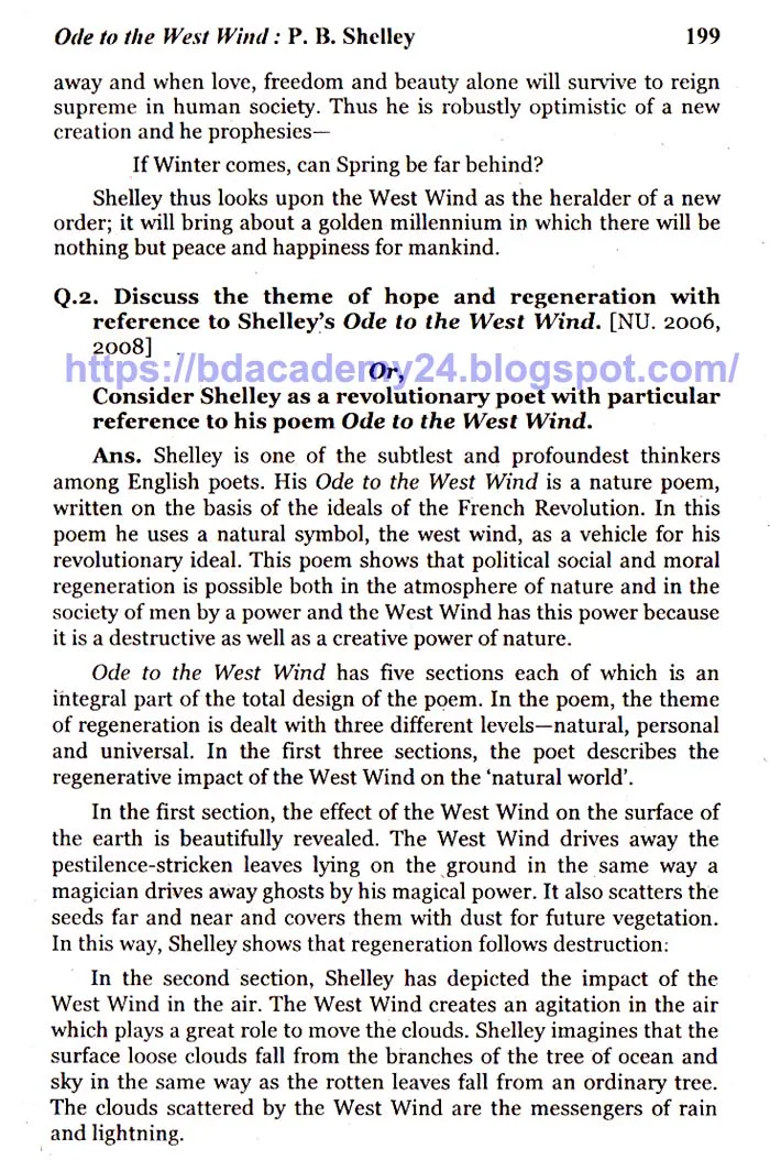 Board Questions with Answers (Ode to the west wind – Percy Bysshe ...