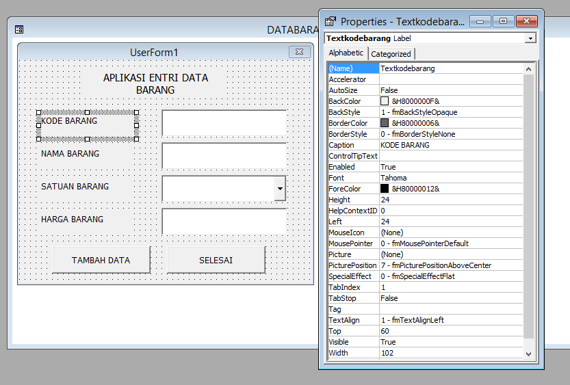 Aplikasi Komputer Membuat Form Isian Data Entri Data Barang Vba Excel