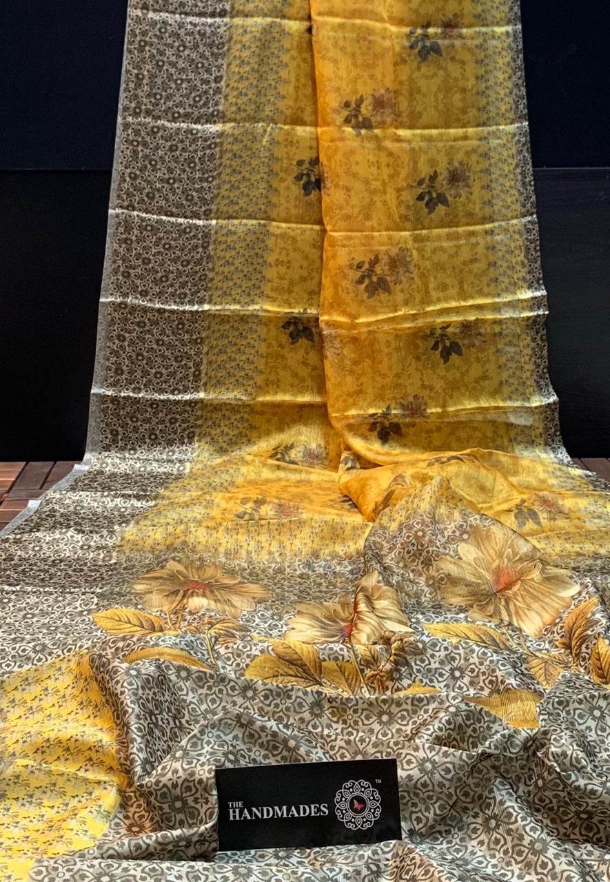 Malbari silk sarees with digital print