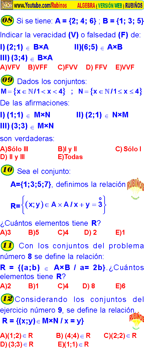 RELACIONES MATEMÁTICAS EJERCICIOS RESUELTOS PDF