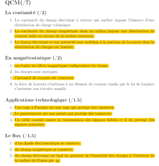 O. Mahboub: Correction qcm