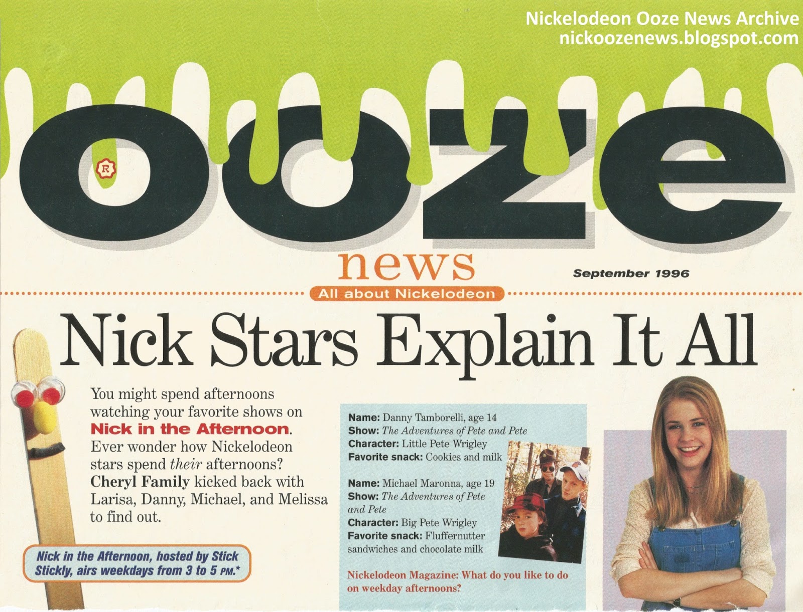 Nickelodeon Ooze News Archive: September 1996