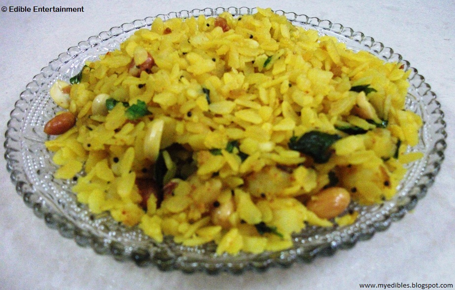 Edible Entertainment: Poha (Rice Flakes Upma / Snack) - Healthy Breakfast