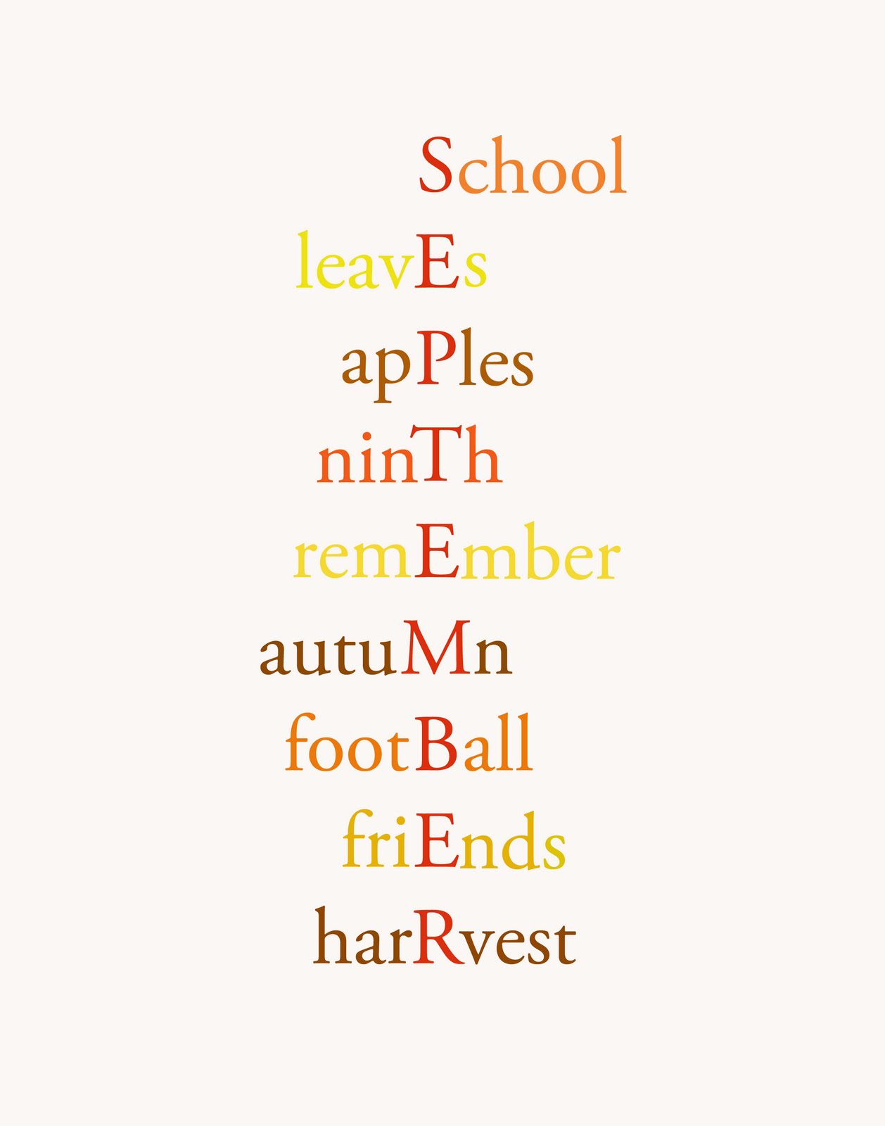 The Project Corner: September Word Art