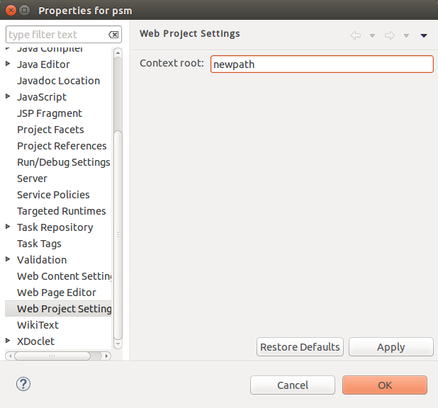 Eclipse中修改web專案context root path的方法 @ 松鼠的樹洞2.0