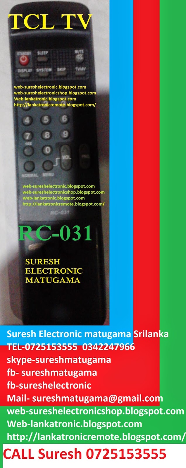 Lankatronic Remote: SINGER TV REMOTE TCL TV REMOTE