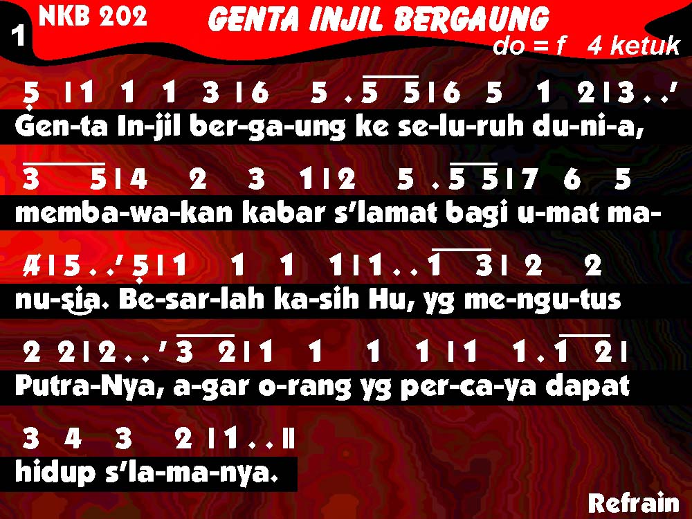 Lirik dan Not NKB 202 Genta Injil Bergaun