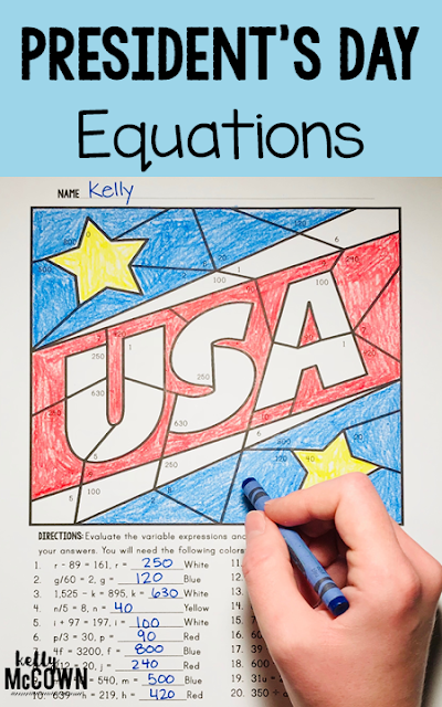 Kelly McCown: President's Day Expressions & Equations Coloring Pages