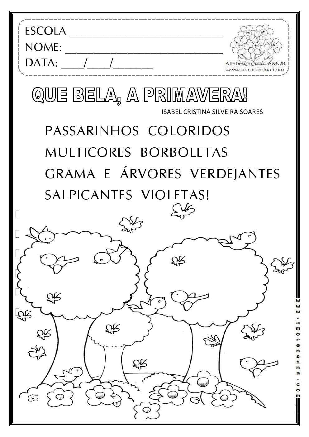 QUE BELA, A PRIMAVERA! 2º PERÍODO/ 1º ANO | Aprendendo com a Tia Debora