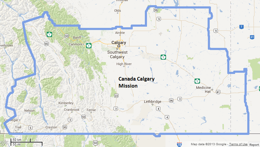 Elder Zach Martin - Canada Calgary Mission: Canada Calgary Mission Map