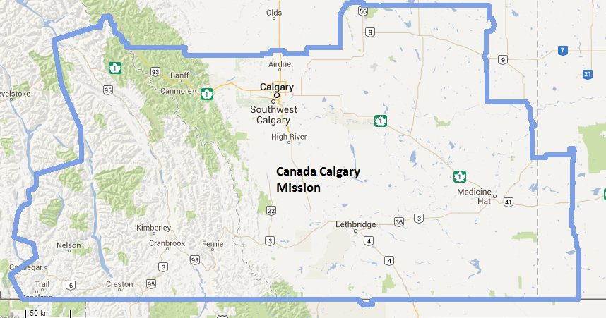 Elder Zach Martin - Canada Calgary Mission: Canada Calgary Mission Map