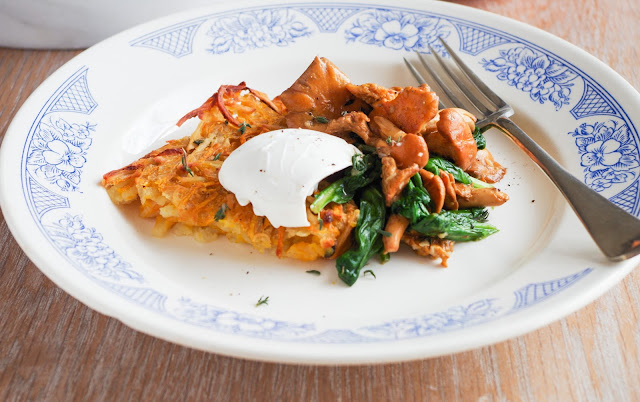 Pumpkin Rösti w/ Chanterelle Mushrooms & Spinach |Euphoric Vegan