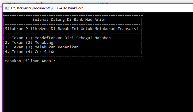 Contoh Program C++ ATM Bank ~ Tutorial Belajar Coding