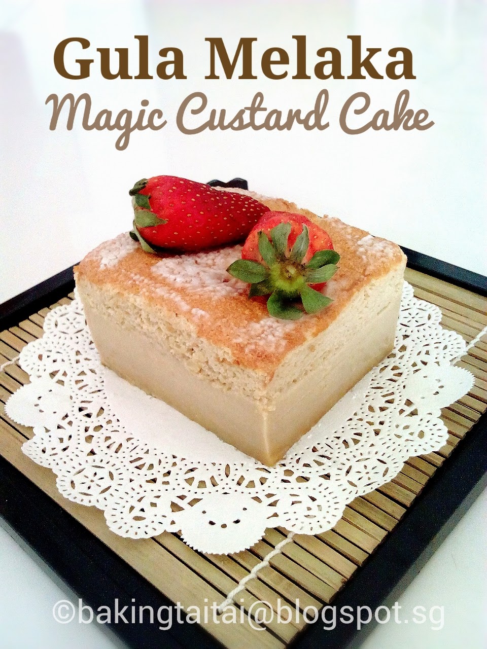 Baking Taitai 烘焙太太: 抹茶魔术卡士达蛋糕 Matcha Magic Custard Cake (中英食谱)