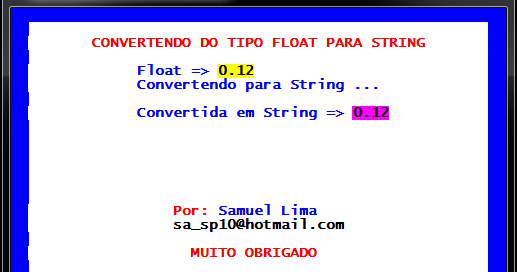Samuel Lima - Programador C/C++/Java: Convertendo do tipo float para String Samuel Lima - Programador C/C++/Java: Convertendo do tipo float para String
