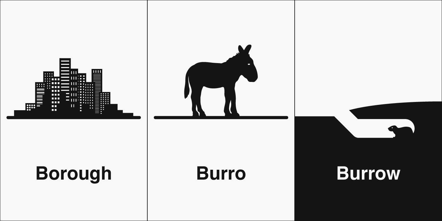 Homophones, Weakly: Borough, Burro, Burrow