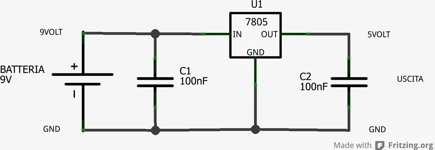 Trucchi Elettronici: Portare una tensione a 5v con un semplice 7805 ...