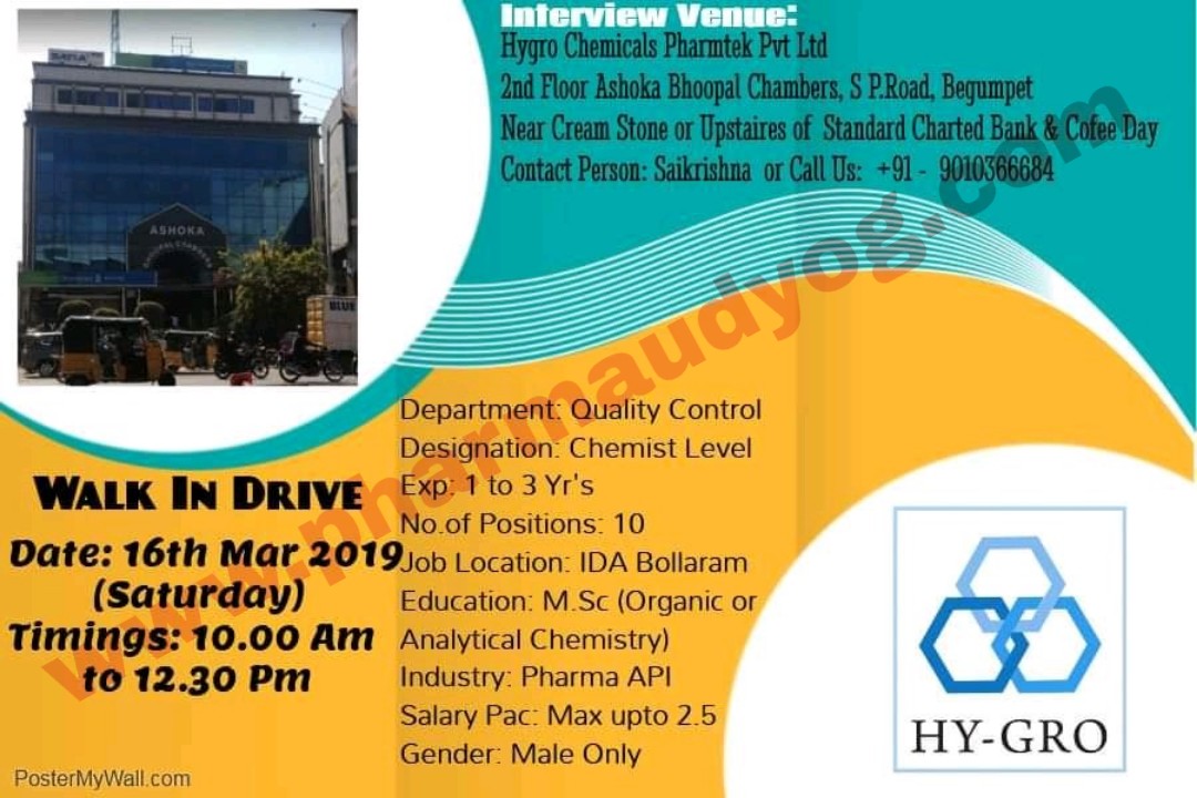 Hygro Chemicals | Walk-in interview for Quality control | 16th March ...