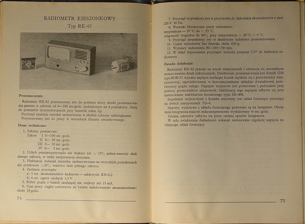 Promieniotwórczość wokół nas - fakty i mity: Radiometr kieszonkowy RK-63