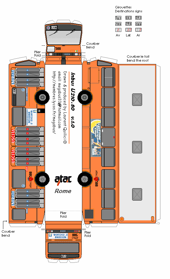 SP. Papel Modelismo: PaperCraft - Autobus Inbus U210.80 ATAC - Roma