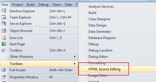 Allen Conway: Adding The HTML Target Schema Selection to VS.NET 2010 ...