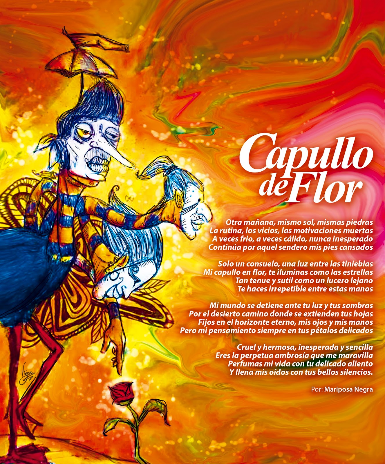 Mariposa Negra: Capullo de flor