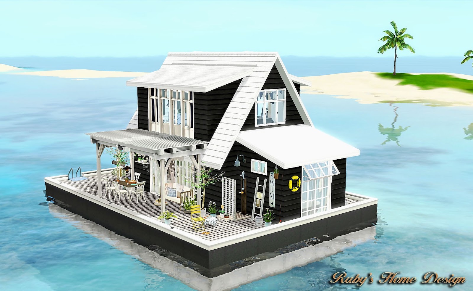 Sims3 The Floating Barn 水上船屋 [Ruby Red Sims]