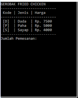 PROGRAM C++ GEROBAK FRIED CHICKEN (Array) ~ Pemograman