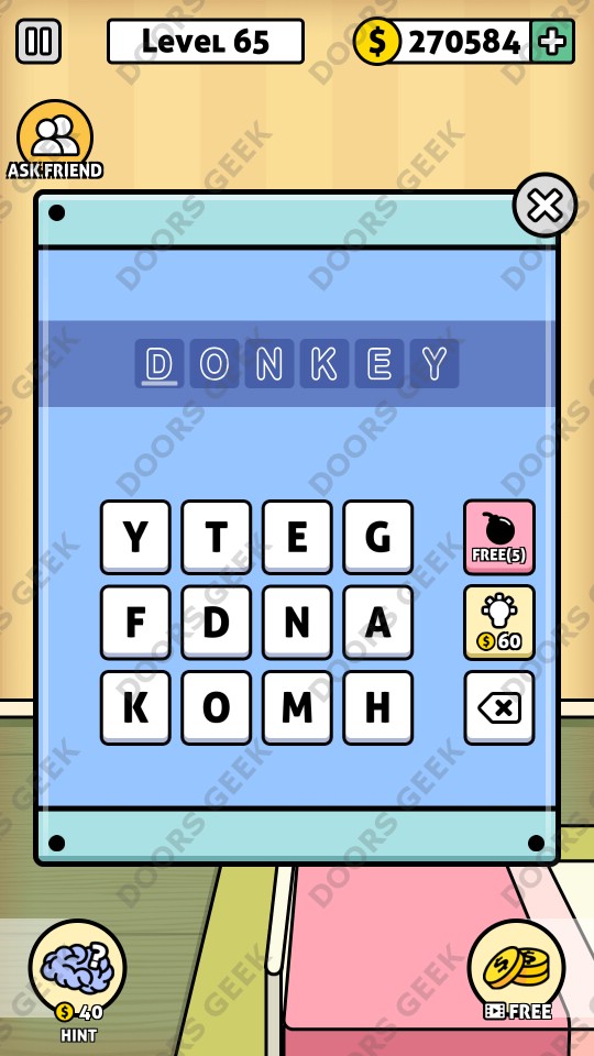 Escape Room: Mystery Word Level 65 Answer ~ Doors Geek