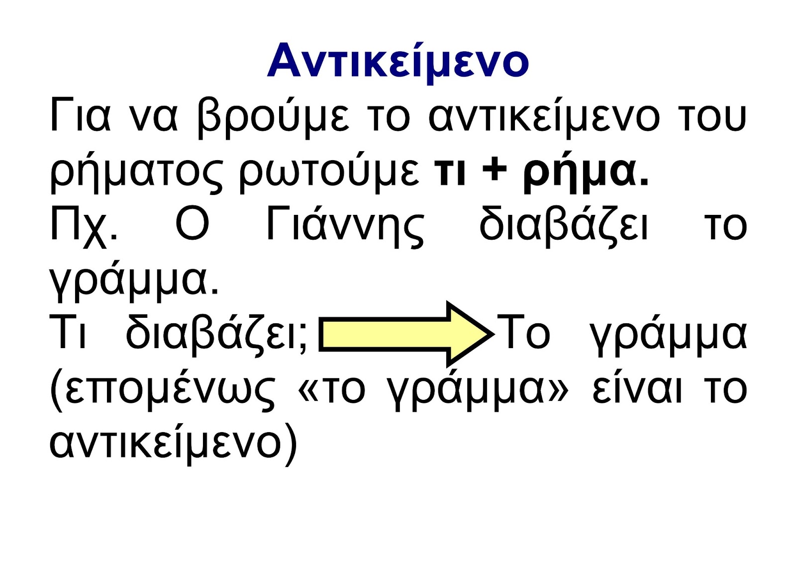 Ρήμα, Υποκείμενο, Κατηγορούμενο, Αντικείμενο