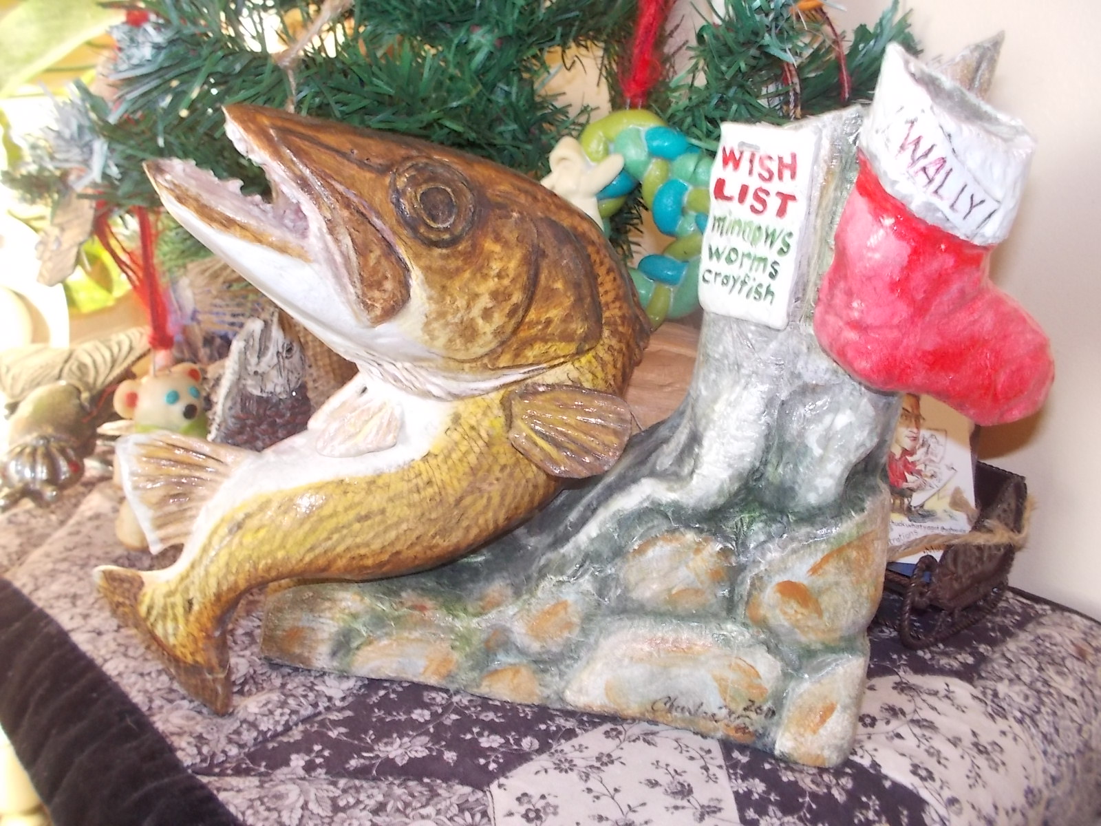 CHARLES WEISS ART: Zany Santa / Fishy Christmas theme Wood Carvings ...