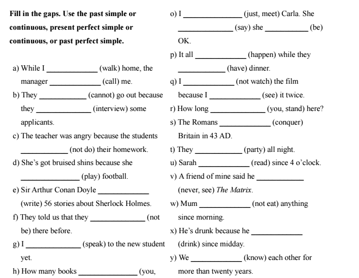 ESL FREAK Tense Revision Exercises esl-freak-tense-revision-exercises