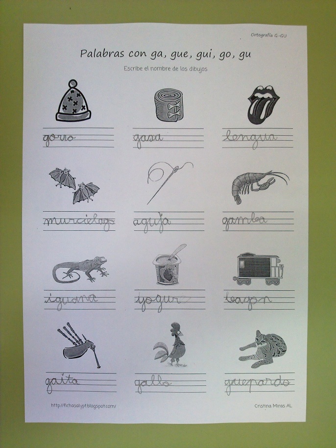 Cositas de AL y PT: Palabras con g/gu